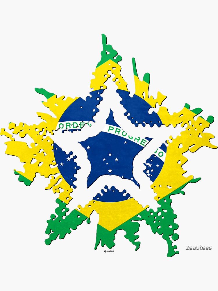 "Brazil Flag Star" Sticker by zeautees | Redbubble