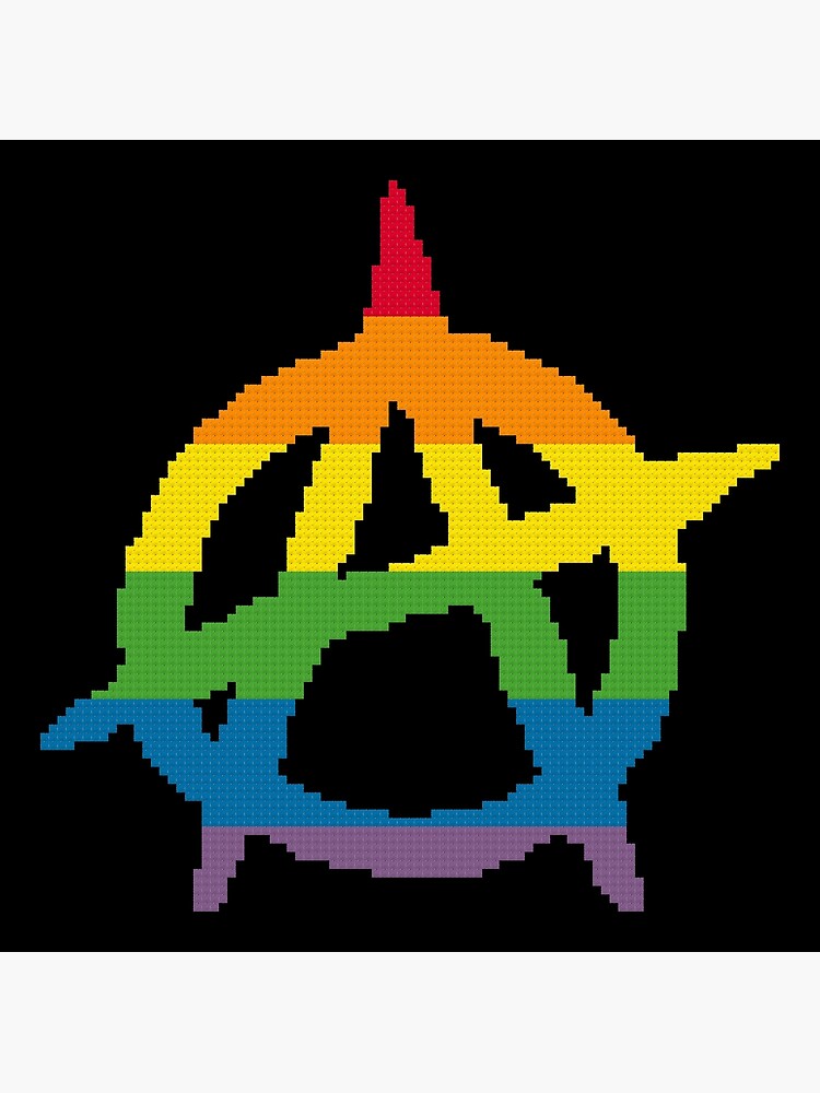"Rainbow Pride Anarchy Symbol Cross Stitch Pixel Art" Art Print by ...