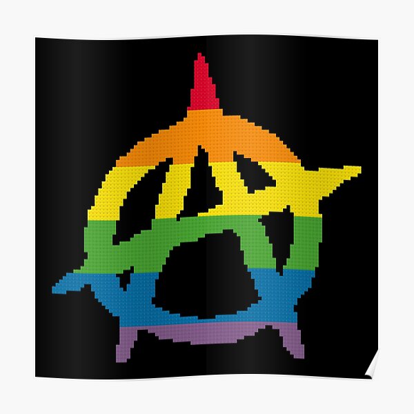 "Rainbow Pride Anarchy Symbol Cross Stitch Pixel Art" Poster for Sale ...