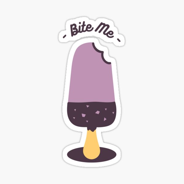 "bite me chocolate popsicle provocative funny pun ice cream" Sticker ...