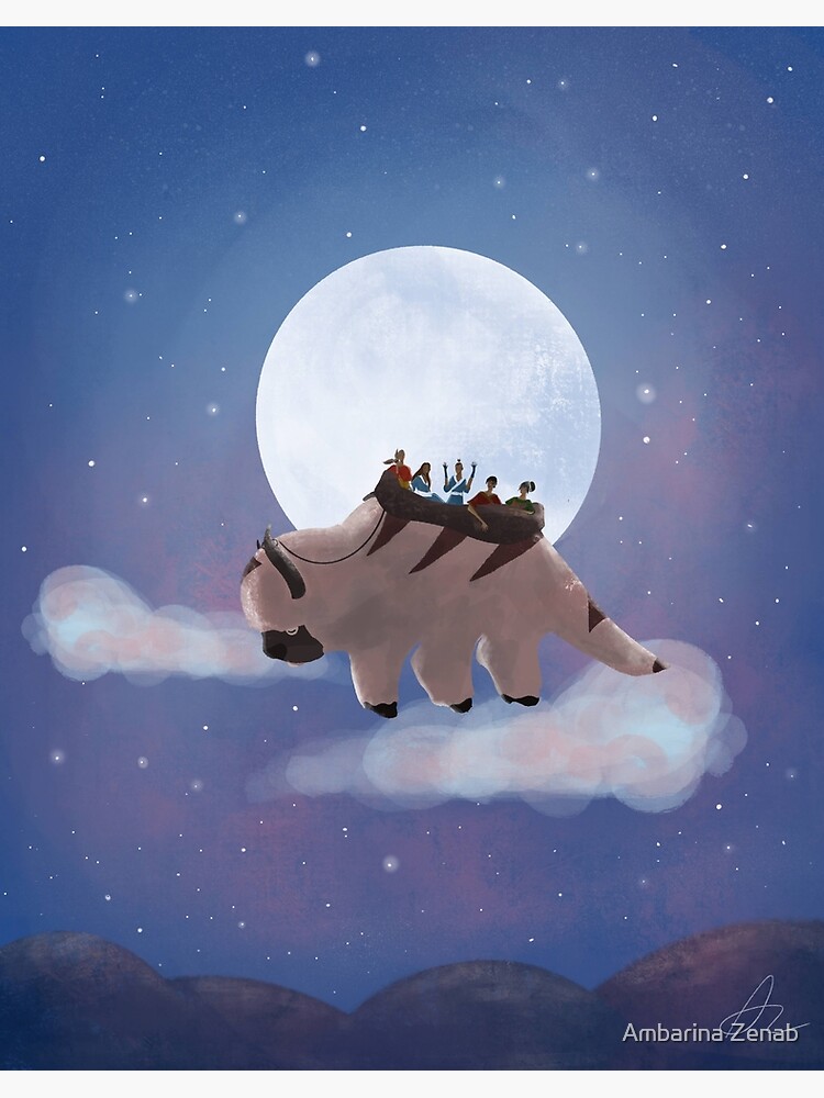 "Appa and Team Avatar: Under the Moon" Art Board Print for Sale by ...