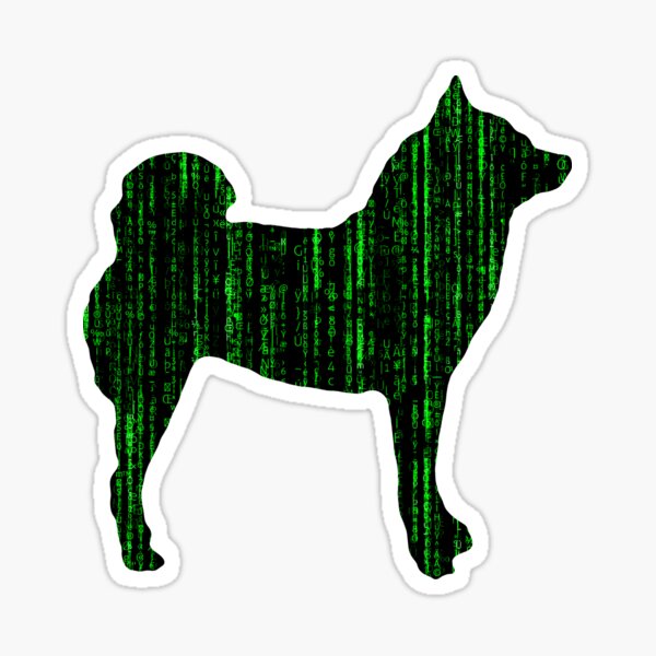 "Lilly the Shiba Inu Silhouette - Matrix on Black" Sticker by ...