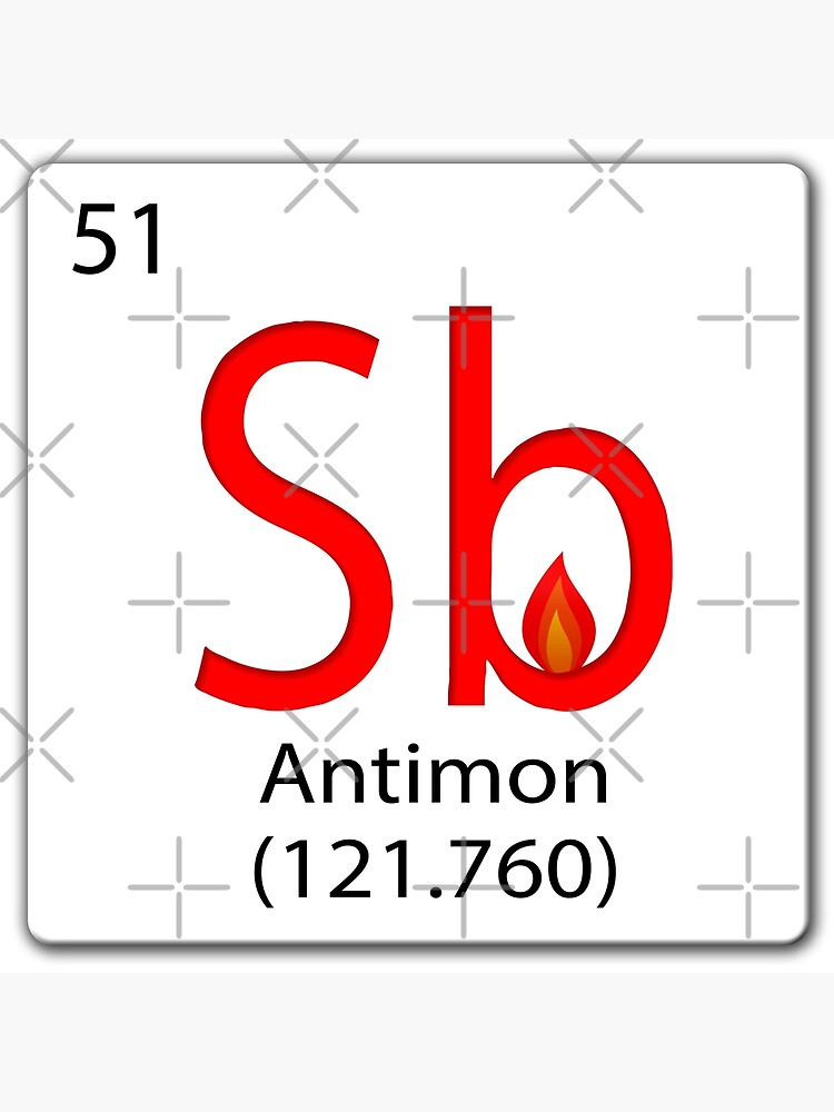 Póster «elemento químico azulejo Sb -Antimon (Deutches) con una llama ...