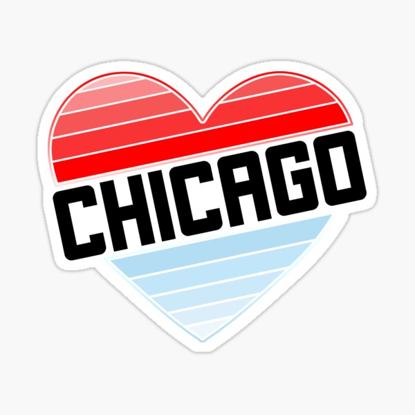 "Chicago Heart, I Love Chicago, Gradient Flag Colors" Sticker for Sale ...