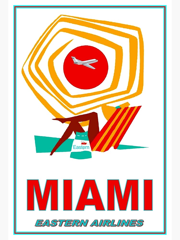 EASTERN AIRLINES : Vintage Fly to Miami Print Premium Matte Vertical ...