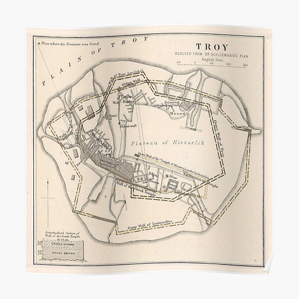 "Vintage Map of Ancient Troy (1874)" Poster for Sale by BravuraMedia ...