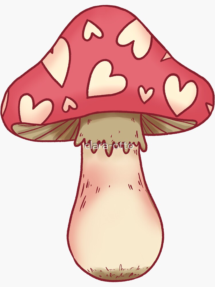 "Heart Mushroom" Sticker by clara-otto | Redbubble
