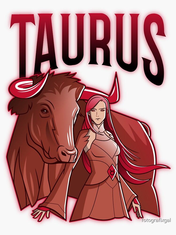 "Taurus Zodiac Mythical Bull Girl Illustration " Sticker for Sale by ...