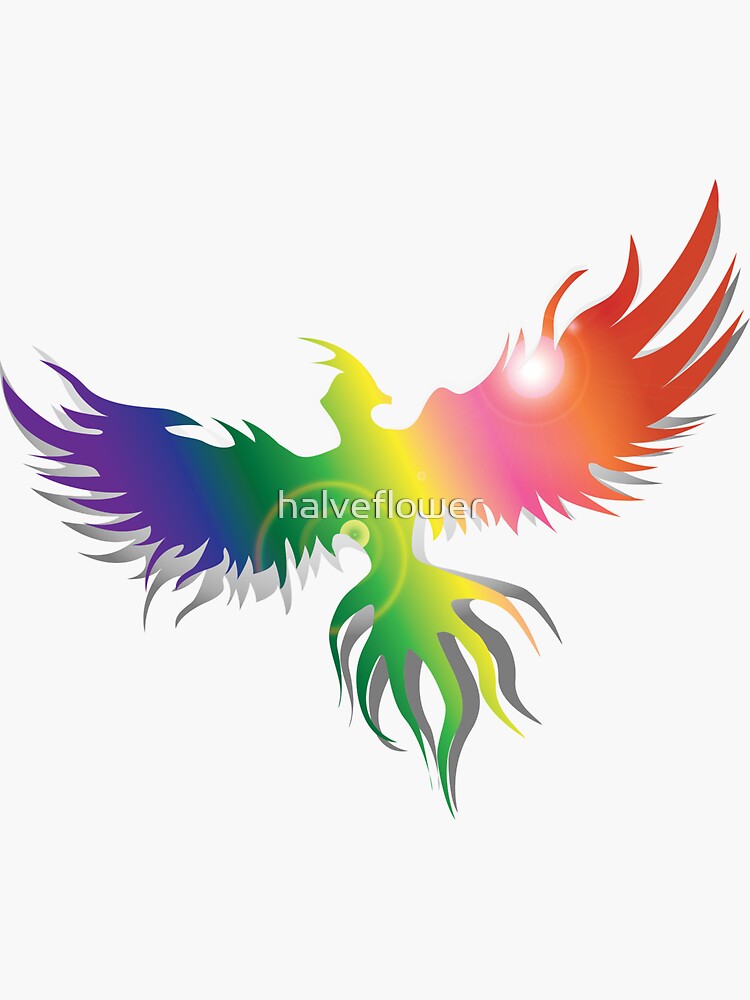 "Rainbow Phoenix" Sticker by halveflower | Redbubble