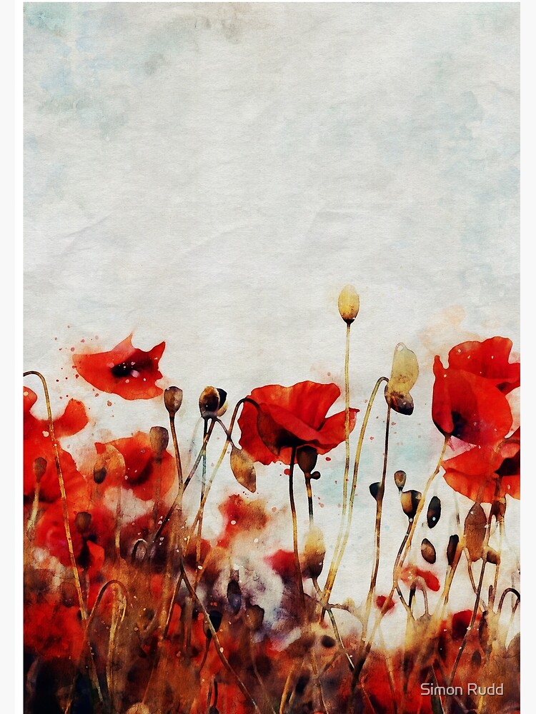 "Poppy field watercolour painting" Art Print for Sale by simonrudd ...