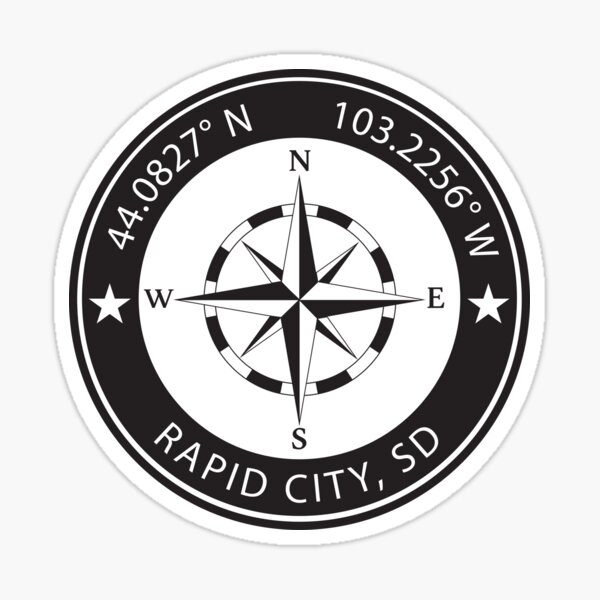 "Rapid City, South Dakota Geographical Coordinates" Sticker for Sale by ...