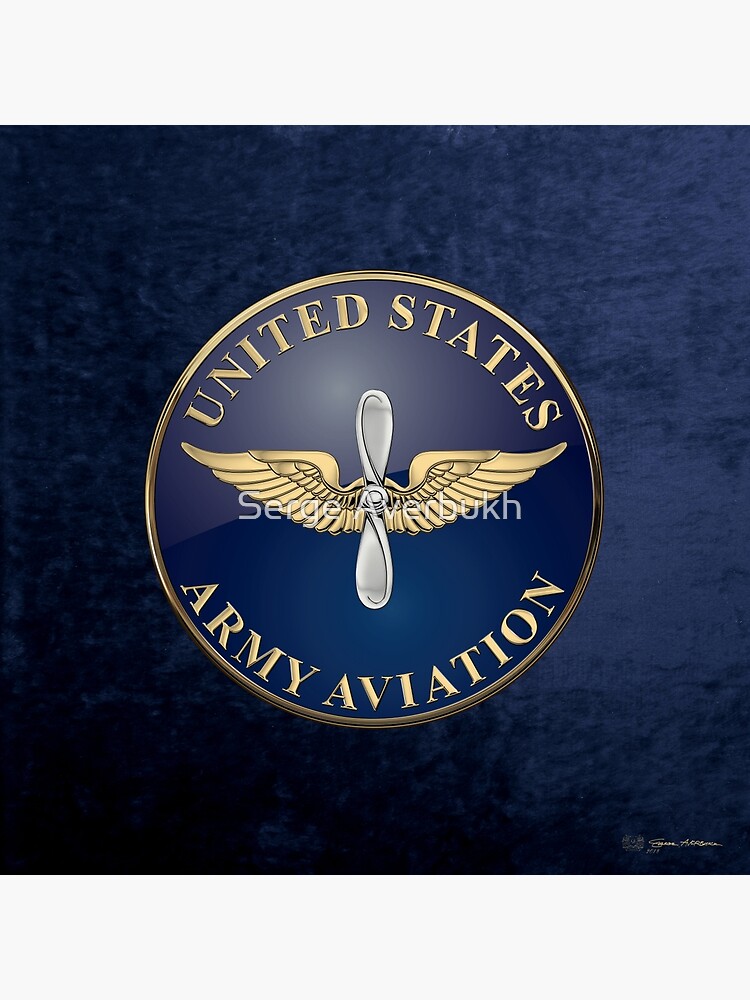 "U.S. Army Aviation - Branch Insignia over Blue Velvet" Art Print by ...