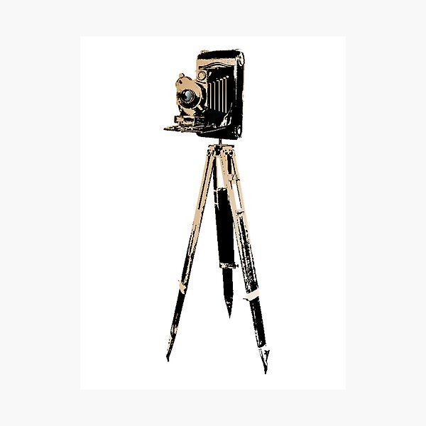 "Box Accordion Camera with antique wooden tripod" Photographic Print by ...