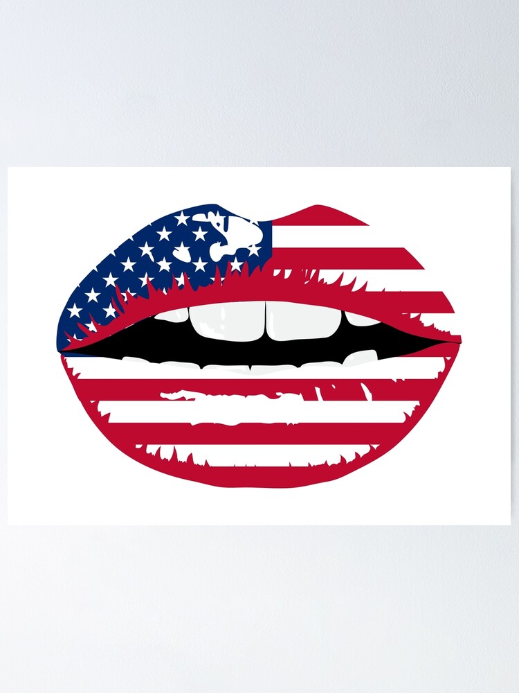 "USA FLAG LIPS, AMERICANA" Poster for Sale by Priscimissy | Redbubble