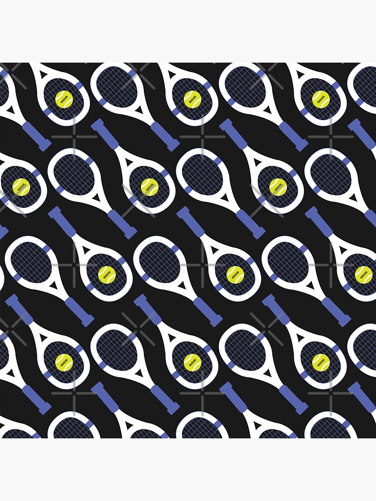 "Tennis Racket and Ball Pattern (Black/Blue)" Sticker for Sale by ...