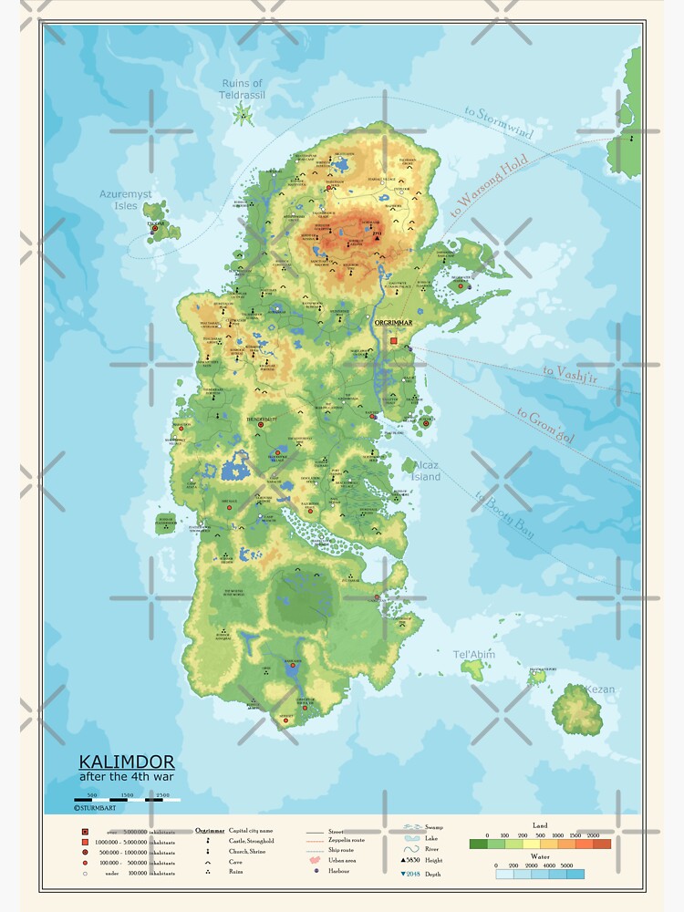 "Detailed Kalimdor map" Sticker for Sale by Sturmbart | Redbubble
