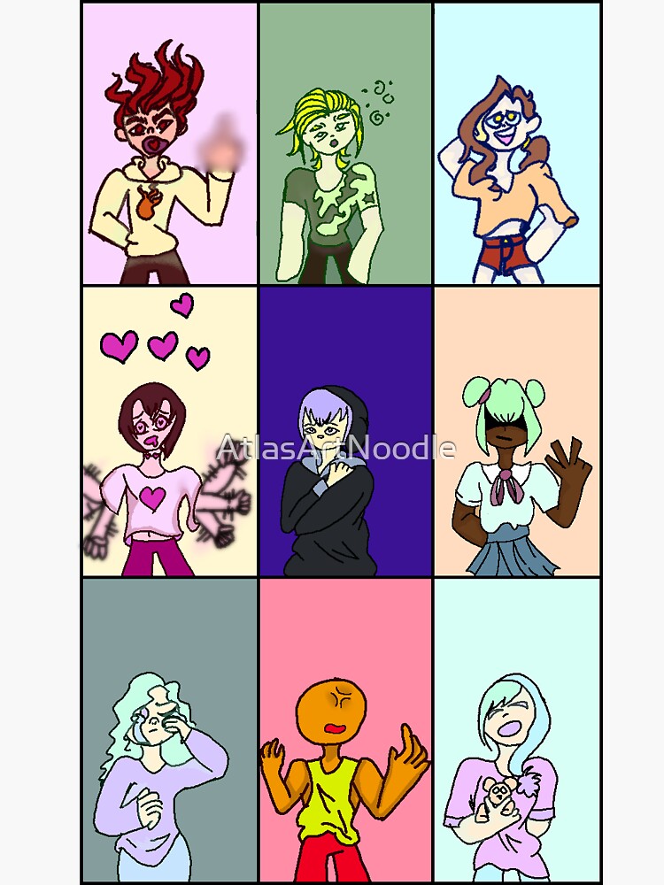 "9 Emotions art" Sticker by AtlasArtNoodle | Redbubble