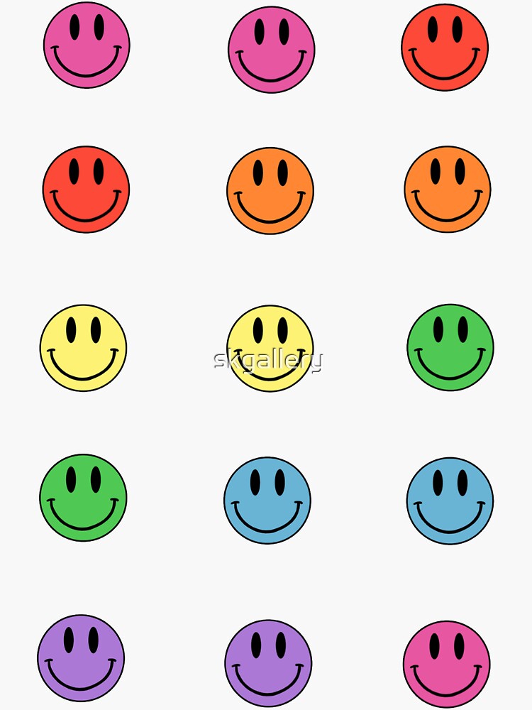 "Rainbow Smiley Face Pack" Sticker for Sale by skgallery | Redbubble