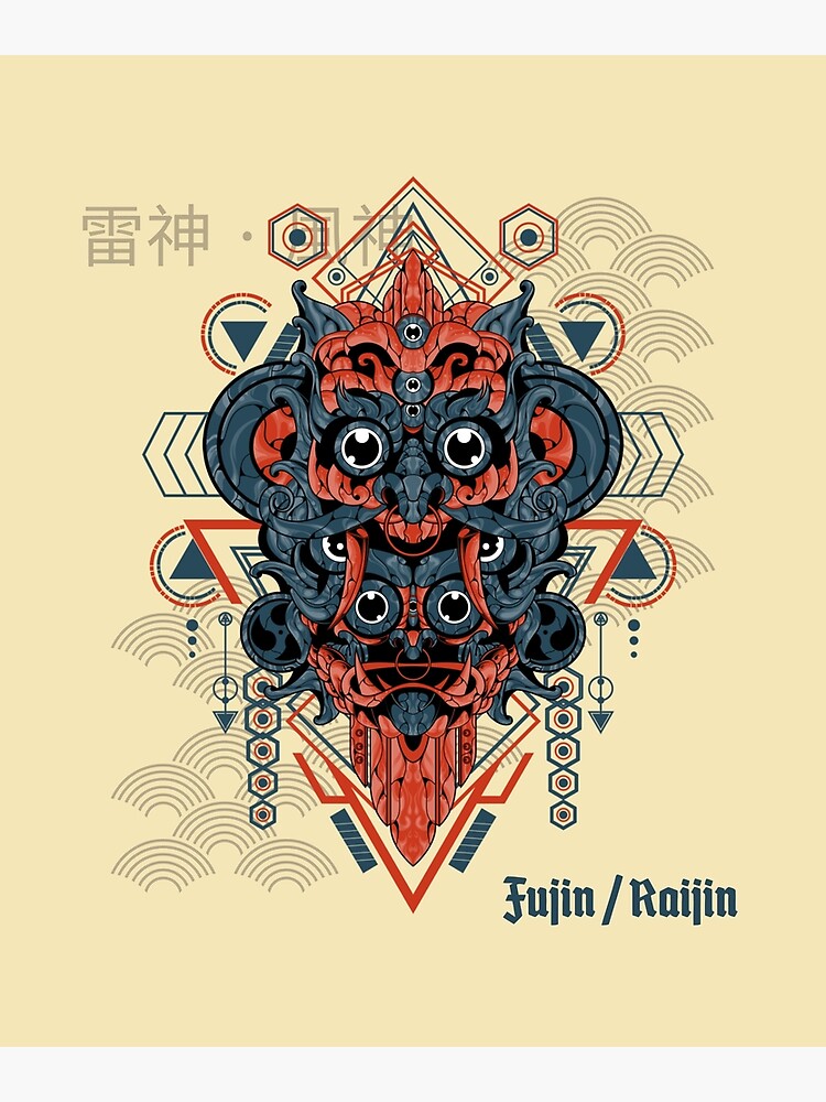 "Japanese Traditional Mask Fujin Raijin" Poster by cido39 | Redbubble