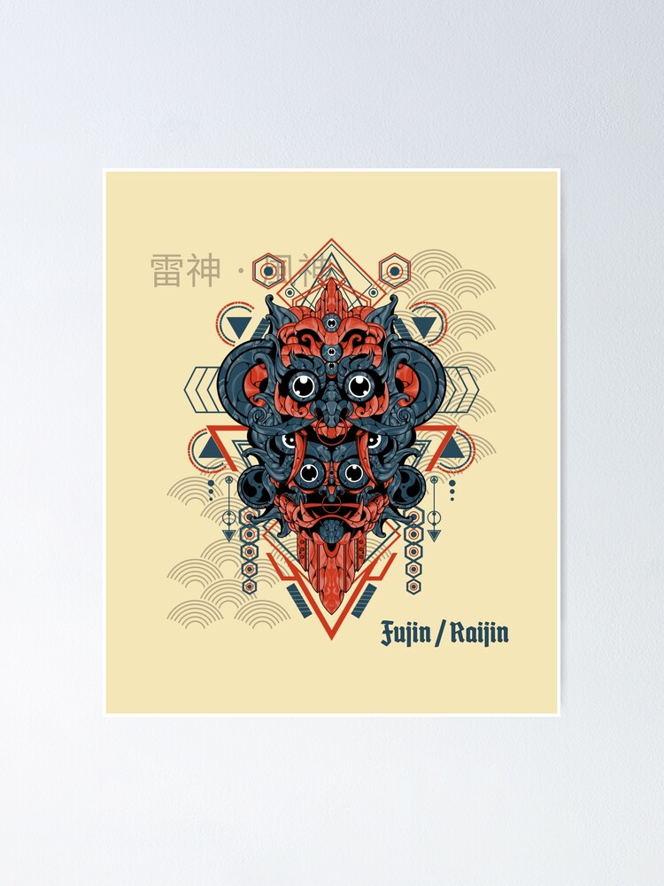 "Japanese Traditional Mask Fujin Raijin" Poster by cido39 | Redbubble
