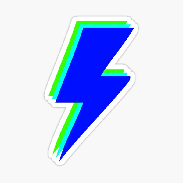 "Neon Layered Lightning Bolts (green, light blue, dark blue)" Sticker ...