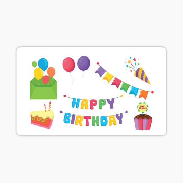 "birthday party pack" Sticker for Sale by mikayladesigns | Redbubble