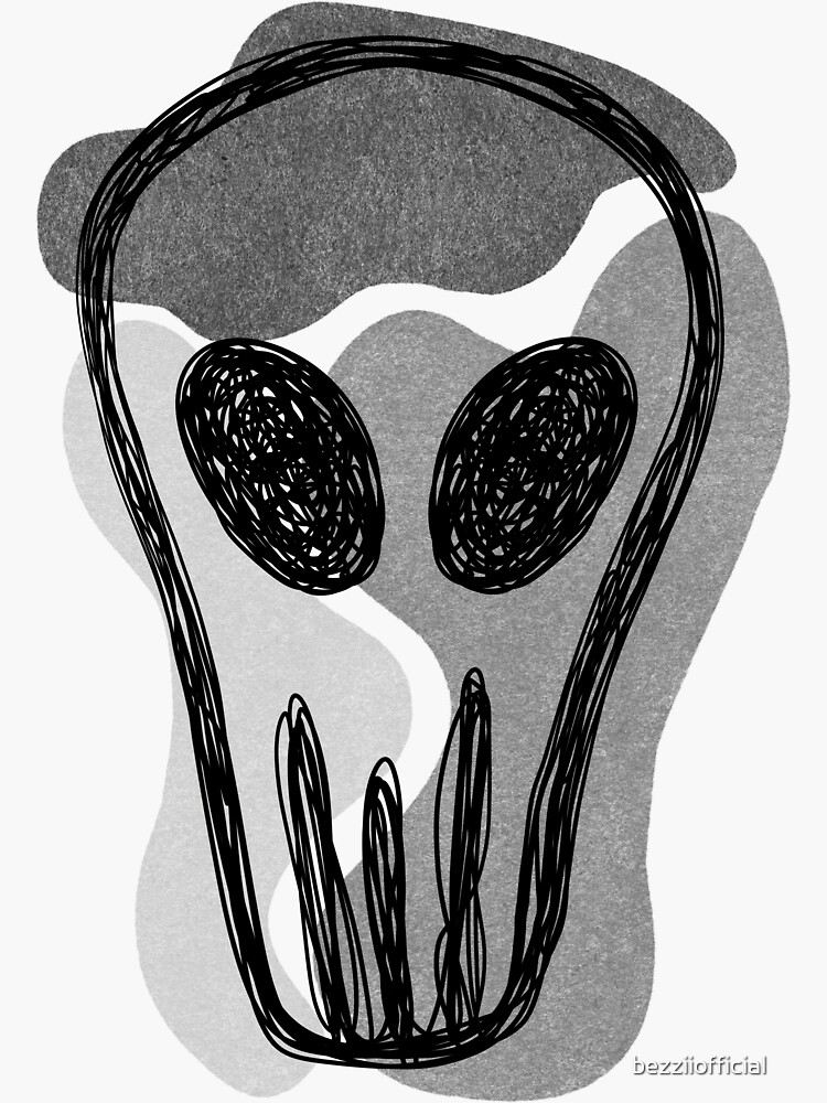 "Abstract Skull Line Drawing" Sticker for Sale by bezziiofficial ...