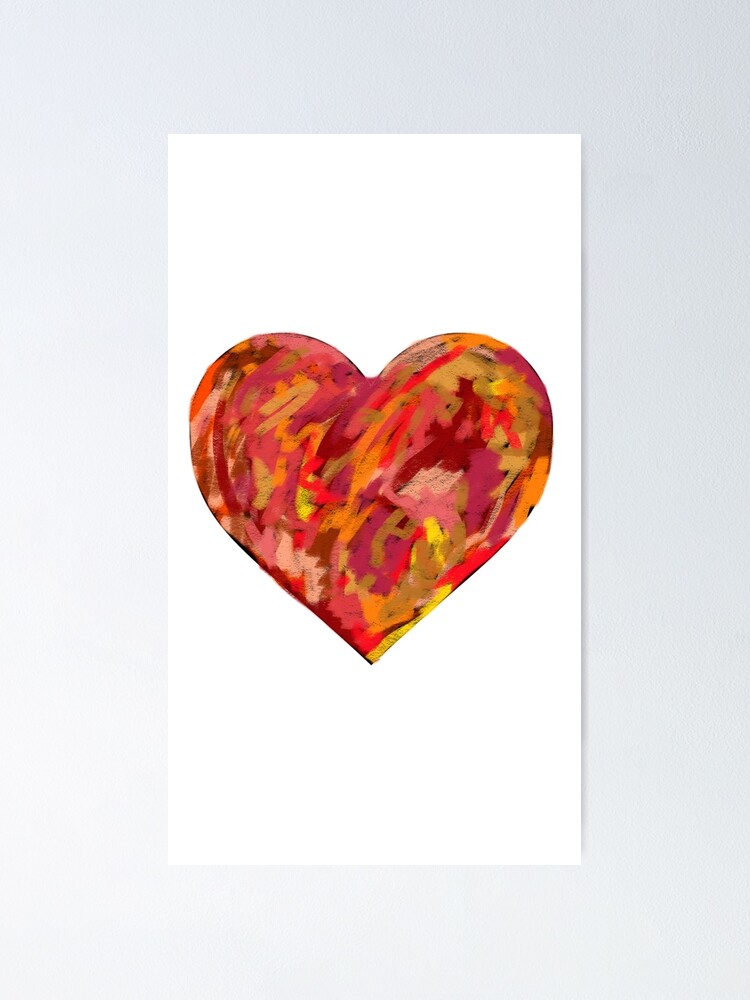 "Fire Colors- Digital Crayon Heart" Poster by Chnletitgo | Redbubble