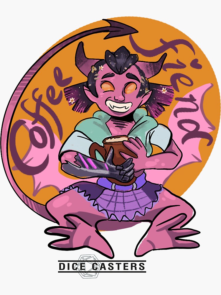 "Coffee Fiend" Sticker by DiceCasters | Redbubble