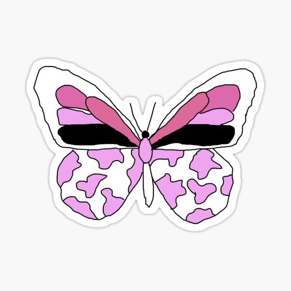 "Pink Cow Print Butterfly" Sticker by kyliemoran | Redbubble