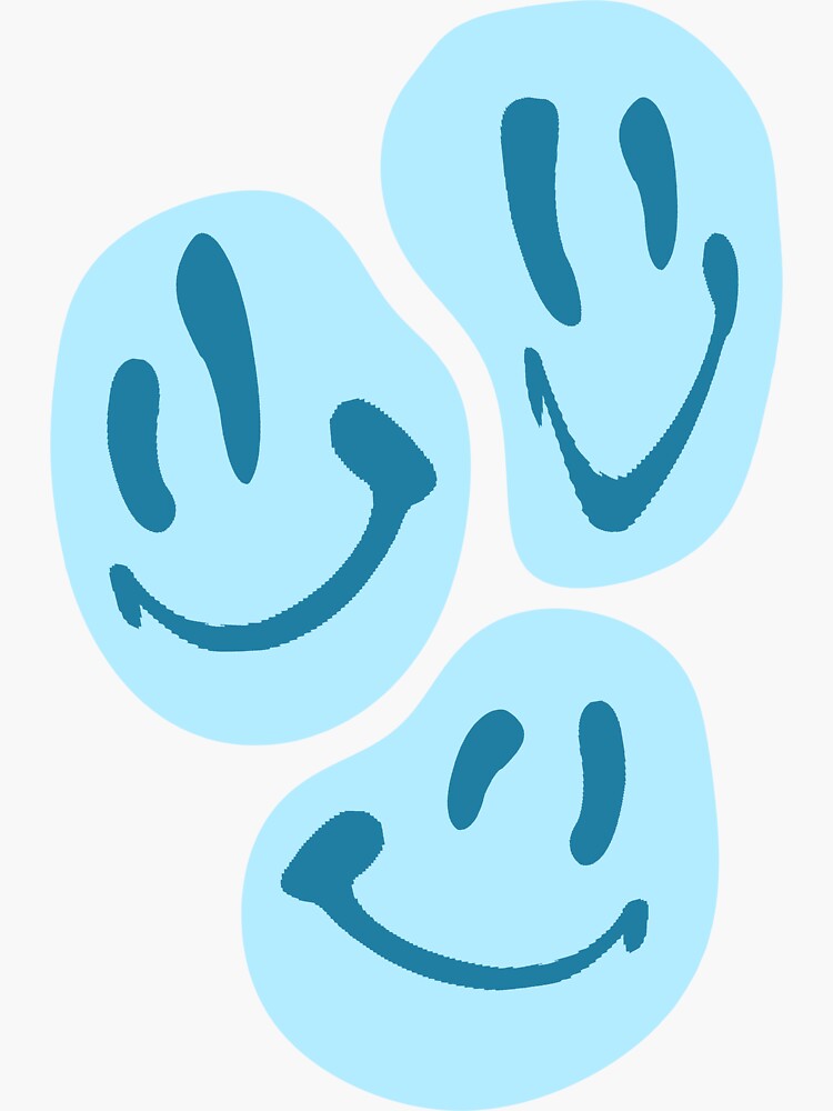 Blue Smiles Sticker For Sale By Stickers By Olivia Redbubble