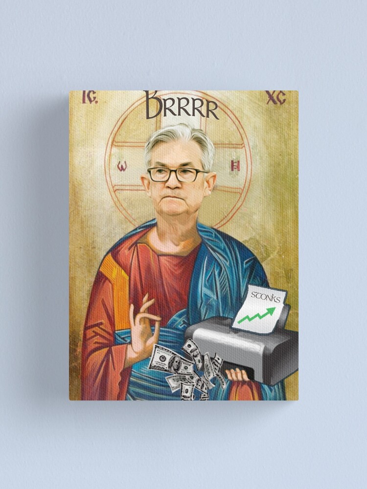 "Jerome Powell Jesus | JPow Jesus | Printer goes Brrr" Canvas Print for ...