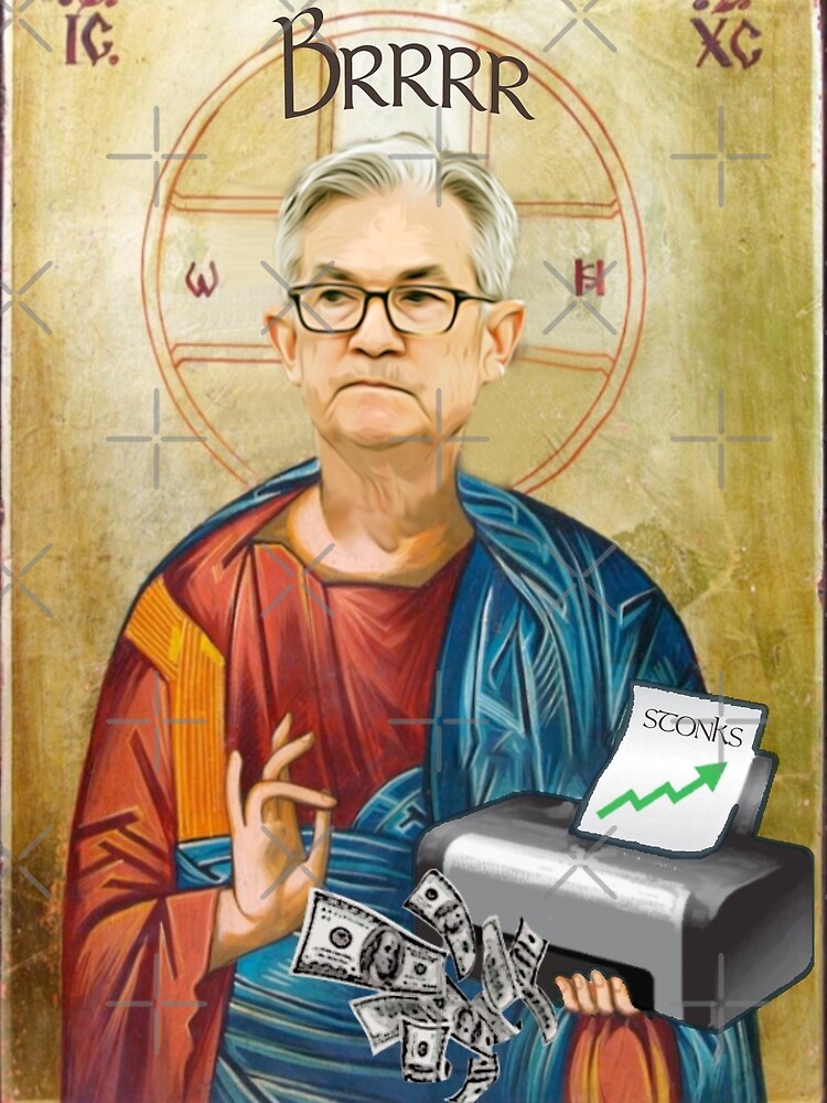 "Jerome Powell Jesus | JPow Jesus | Printer goes Brrr" Canvas Print for ...