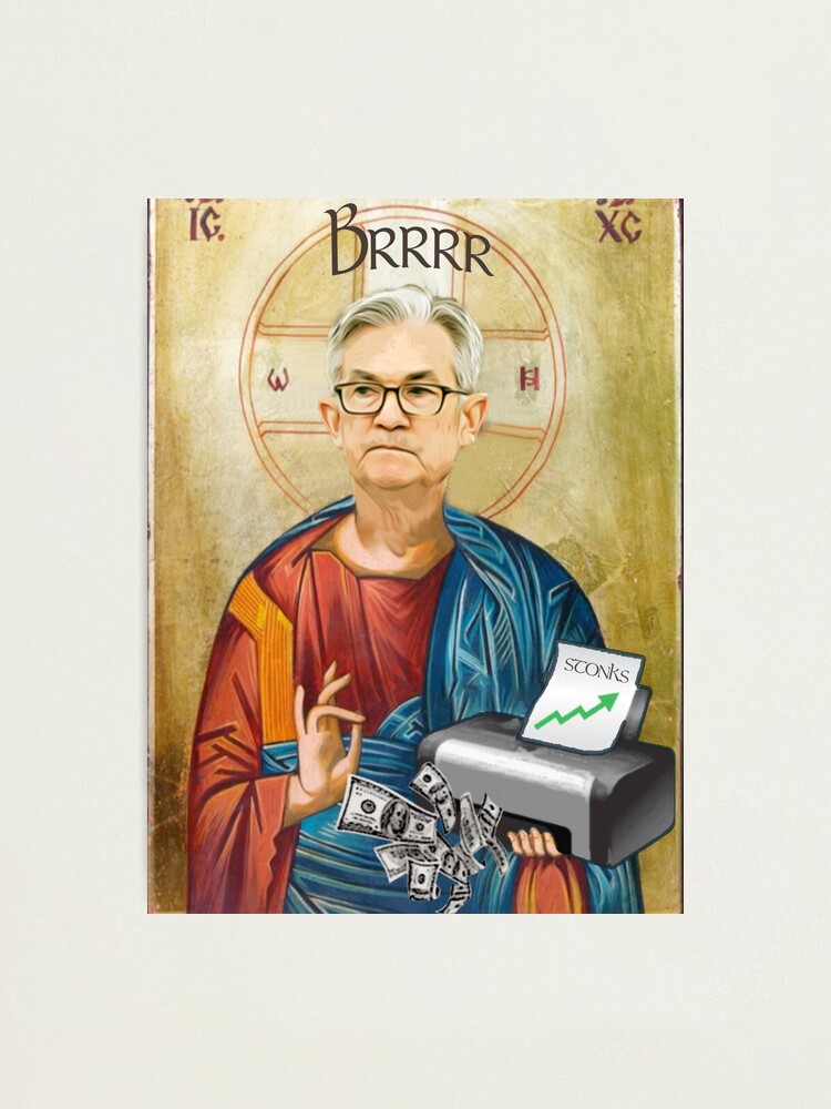 "Jerome Powell Jesus | JPow Jesus | Printer goes Brrr" Photographic ...