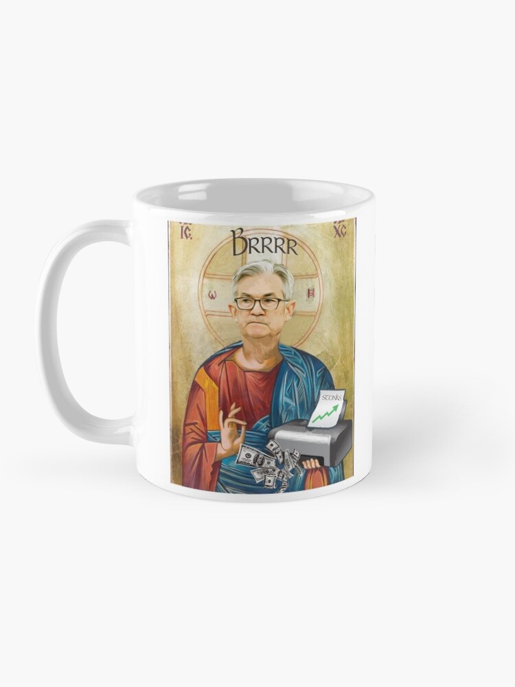 "Jerome Powell Jesus | JPow Jesus | Printer goes Brrr" Mug by designdot ...