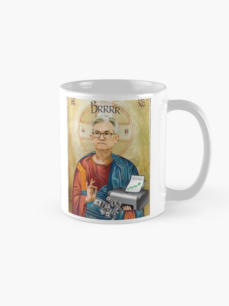 "Jerome Powell Jesus | JPow Jesus | Printer goes Brrr" Coffee Mug by ...