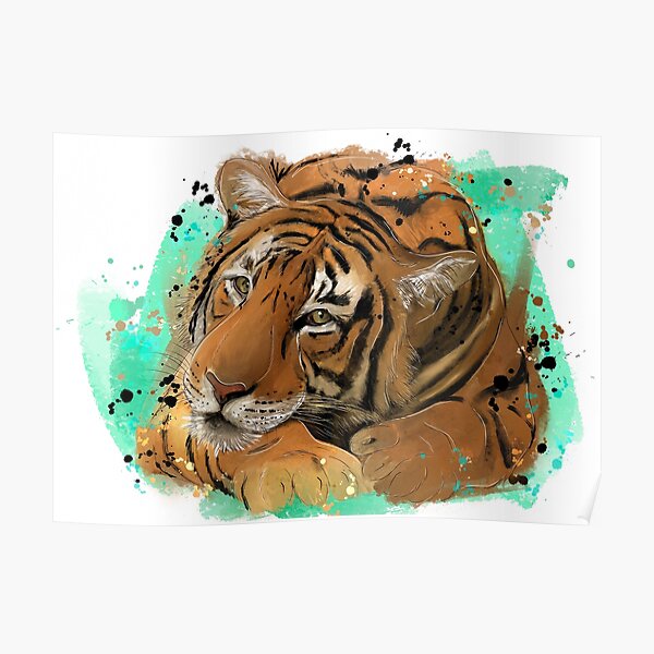 "Inky tiger" Poster by Fynnillustrates | Redbubble