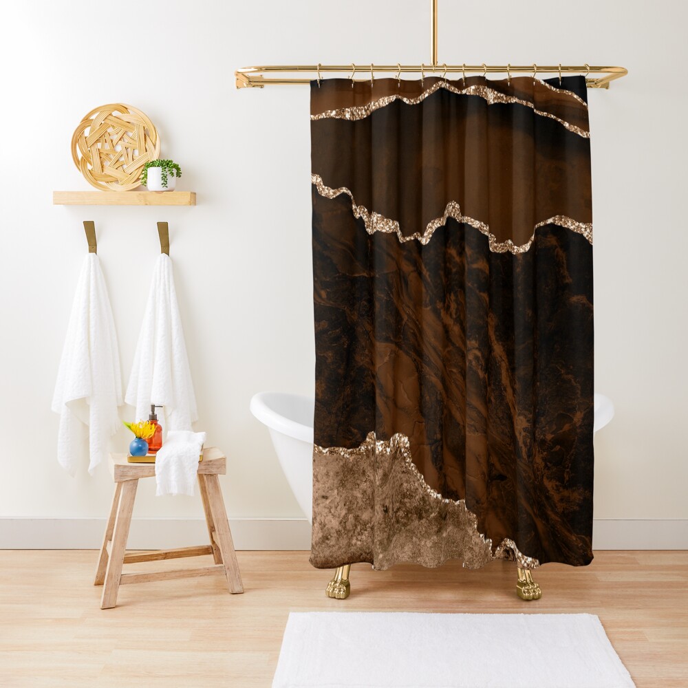 "Abstract Brown & Gold Modern Geode Agate Design" Shower Curtain by ...