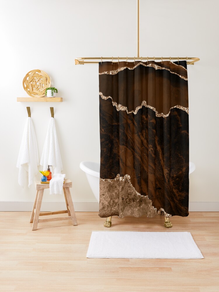 "Abstract Brown & Gold Modern Geode Agate Design" Shower Curtain for ...