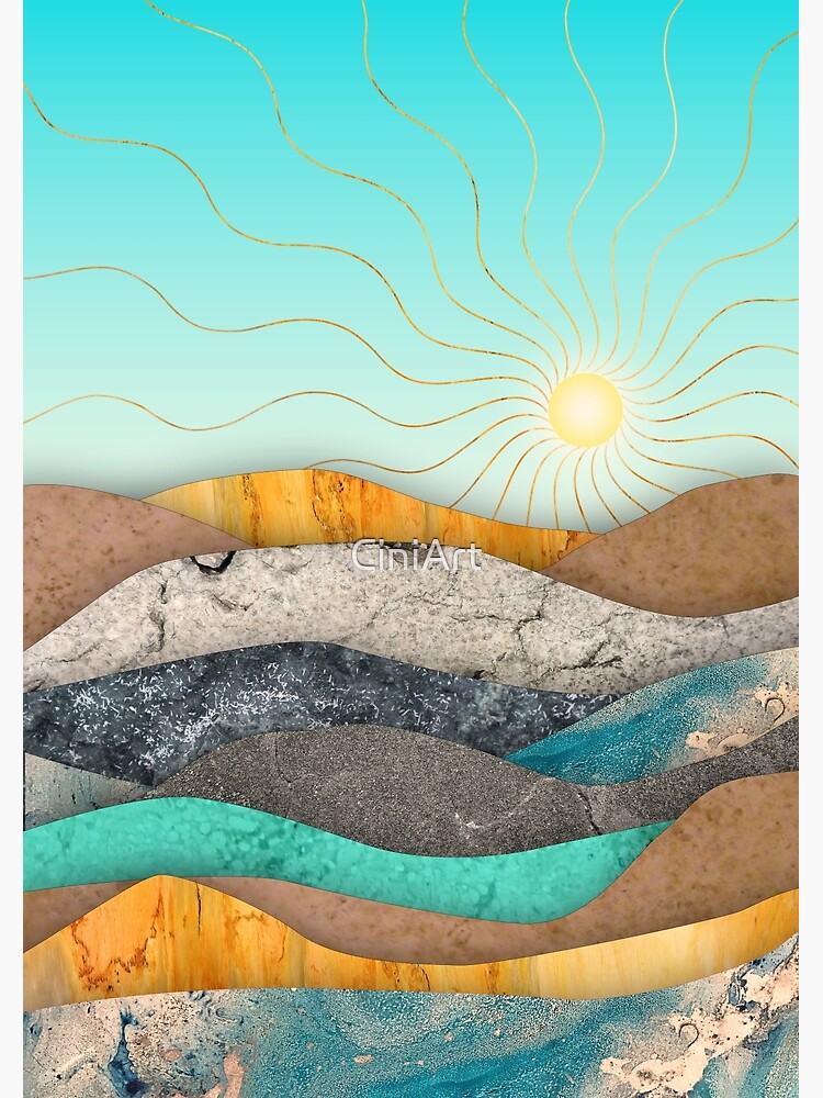 "Abstract texture landscape with hills and sun" Poster by CiniArt ...