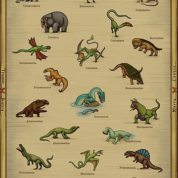"TRIASSIC Bestiary (Medieval Style Dinosaurs) POSTER " Art Print by ...