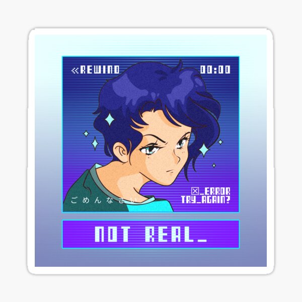 "Retro Anime - Not Real" Sticker for Sale by BetterDesigns4U | Redbubble