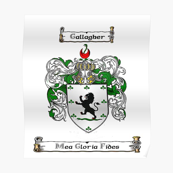 "Gallagher Family Crest and Motto" Poster for Sale by Hibernia29 ...