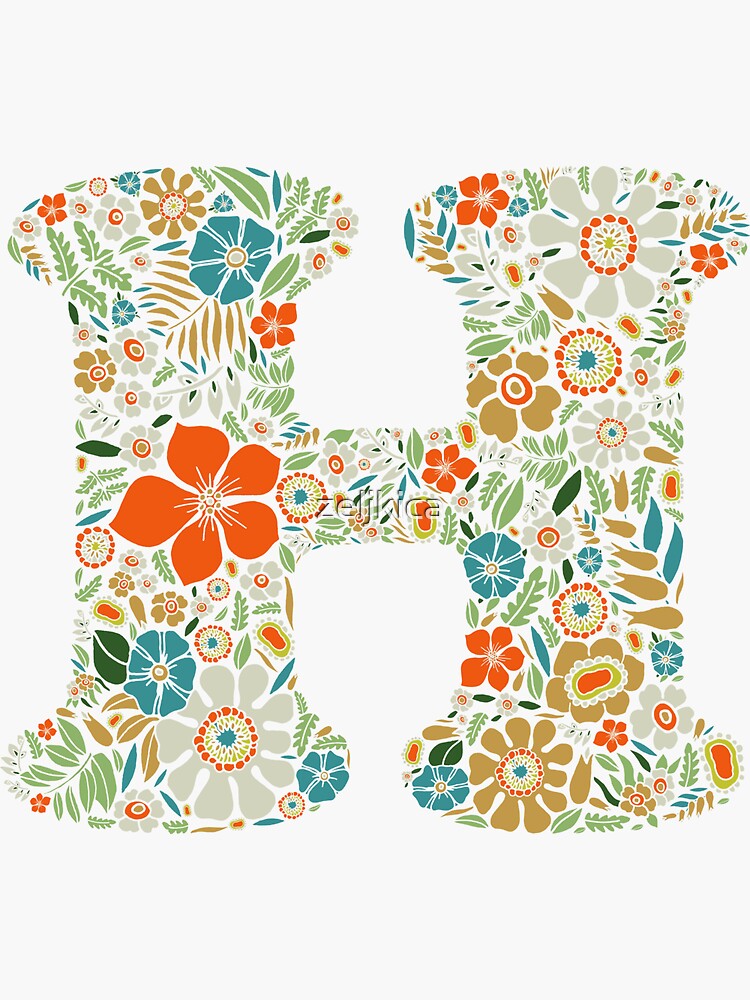 "Hippie Floral Letter H" Sticker for Sale by zeljkica | Redbubble