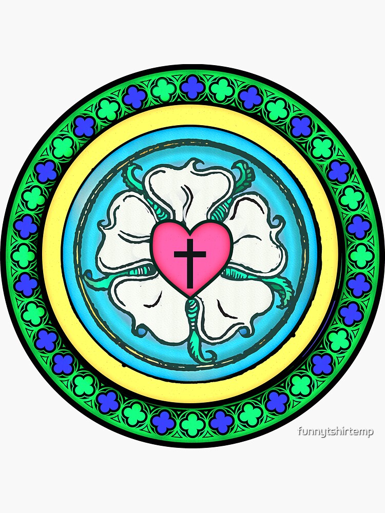 "Martin Luther Rose Lutheran Symbol Stained Glass Window Look 5 Solas ...