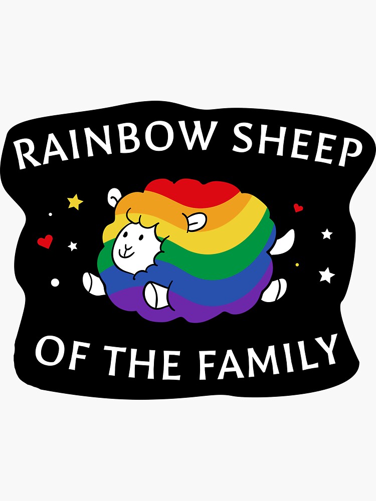 "Rainbow Sheep of the Family" Sticker for Sale by ArtFlagon | Redbubble