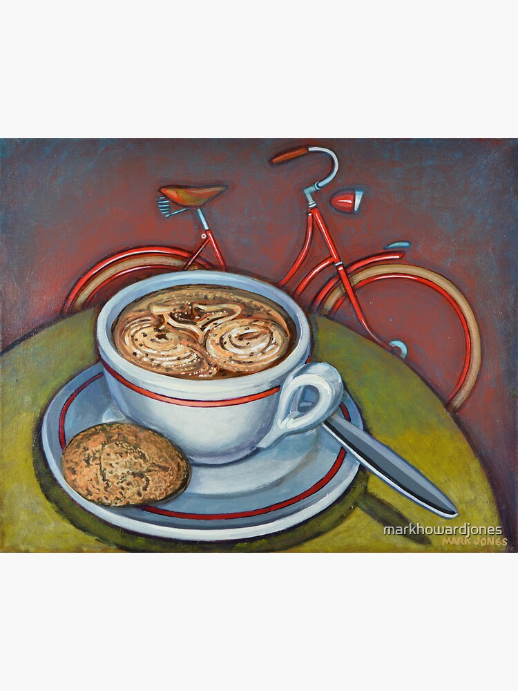 "Red Dutch Bicycle with Cappuccino and Amaretti" Sticker by ...