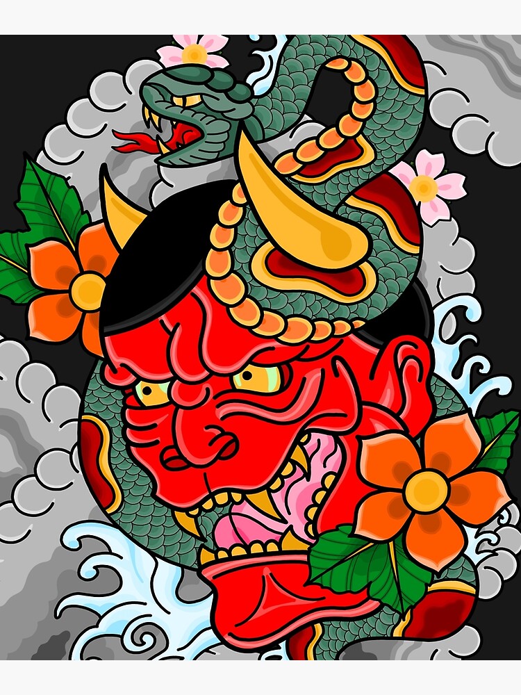 "Snake & Oni " Poster for Sale by mitchblairart | Redbubble