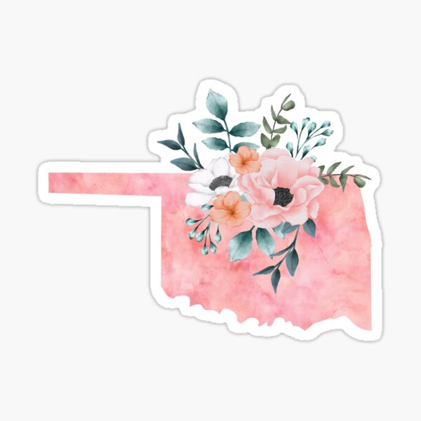 "Oklahoma Pink Watercolor" Sticker by LittleBlueCat | Redbubble