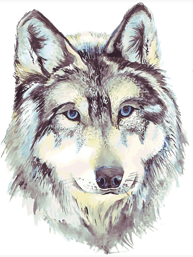 "Heather beautiful wolf face illustration profile portrait ...